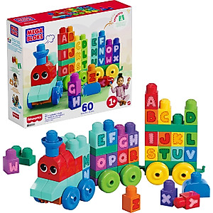 MEGA BLOKS First Builders Toddler Building Blocks Toy Set, ABC Learning Train with 60 Pieces, Ages 1+ Years (Amazon Exclusive)