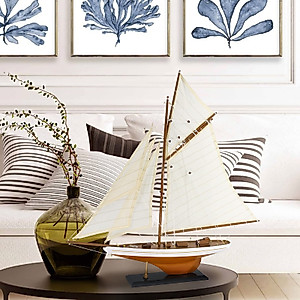 NAUTIMALL 25" Wooden Sailboat Model Classic Columbia America's Cup Ship Nautical Yacht Sailboat Decor