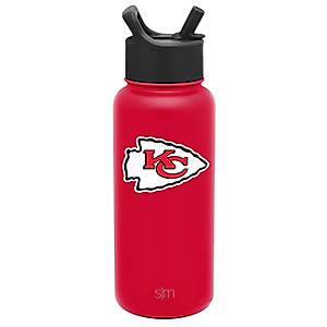 Simple Modern Officially Licensed NFL Water Bottle with Straw Lid | 32oz Vacuum Insulated Stainless Steel Thermos | Summit Collection