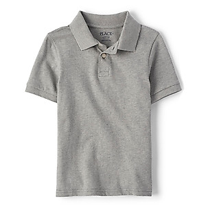 The Children's Place Boys Short Sleeve Pique Polo,Smoke Single,M (7/8)