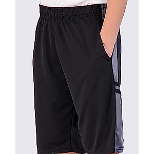 5 Pack: Big Boys Girls Youth Clothing Knit Mesh Active Athletic Performance Basketball Soccer Lacrosse Tennis Exercise Summer Gym Golf Running Teen Running Shorts Quick Dry Fit Knit- Set 12, S (8)