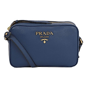 Prada Royal Blue Vitello Phenix Leather Shoulder Camera Bag 1BH103