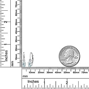 Gem Stone King 925 Sterling Silver Sky Blue Aquamarine & White Created Sapphire Leverback Earrings For Women (1.08 Cttw, Gemstone Birthstone, Oval 6X4MM, Round 2MM, 3/4 Inch)