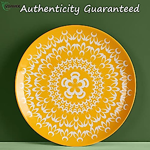 Porcelain Dinner Plates Set of 6, Vivimee 10.2 Inch Large Dinner Dishes Set, Ceramic Salad Plates Set, Colorful Serving Plates for Restaurant, Kitchen and Family Party Use, Dishwasher & Microwave Safe