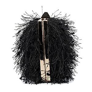 Olivia Miller Women’s Fashion Bea Black Feather Evening Bag w Detachable Chain Strap, Small Wedding Prom Gala Party Clutch Crossbody Handbag