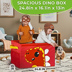 QUOKKA Toy Chest Storage Boxes for Boys and Girls Large Unicorn & Large Dino - Fabric Foldable Bin for Playroom