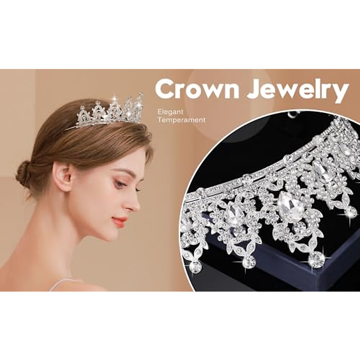 Kamirola Silver Crystal Tiaras for Women, Wedding Tiaras and Crowns for Women Tiaras Birthday Party Princess Queen Crown Hair Accessories Bride Rhinestone headbands for women