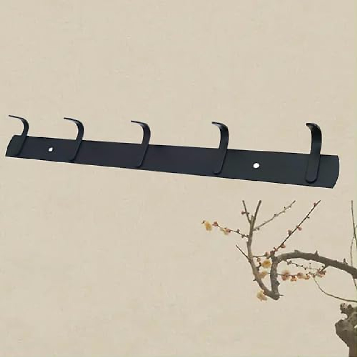 AOLZUNK Wall Mounted Coat Racks with 5 Hooks, Heavy Duty Coat Hanger Rail Wall Hooks for Clothes Entryway Bathroom