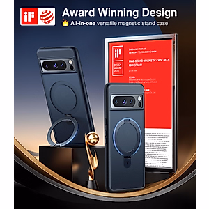 TORRAS Magnetic Shockproof for Google Pixel 8 Pro Case with Stand [Fit for MagSafe] [12FT Military Drop Protection] Sturdy Kickstand Protective Durable Slim Pixel 8 Pro Phone Case, Ostand, Black