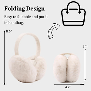 Yuoahcn Women Girls Ear Muffs Fashion Warm Plush Earmuffs Winter Foldable Ear Warmer Windproof Adjustable Earmuff (Milk White)