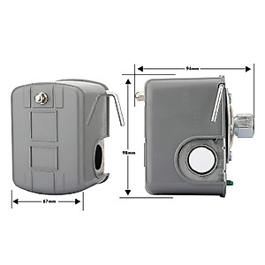 Solimeta Adjustable Air-Pump Pressure Switch 1/4"NPT Female, 40/60 psi Pressure Setting, Pressure Switch for Water Pump, Well Pressure Switch, Pump Pressure Switch