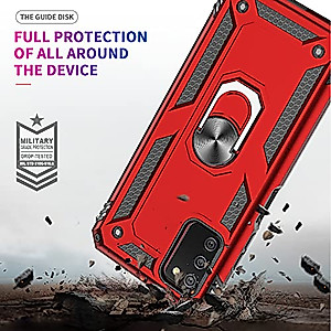 LeYi for Samsung Galaxy A03S Case, Galaxy A03S Phone Case with [2 Pack] Tempered Glass Screen Protector, [Military-Grade] Magnetic Ring Kickstand Phone Case for Samsung Galaxy A03S (6.5 Inch), Red