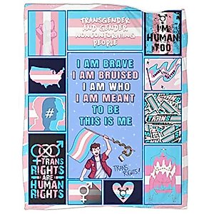 AJIIUSV Transgender Throw Blanket LGBT Flannel Fleece Blankets for Couch Sofa Indoors Outdoors Party Travel 50x60in