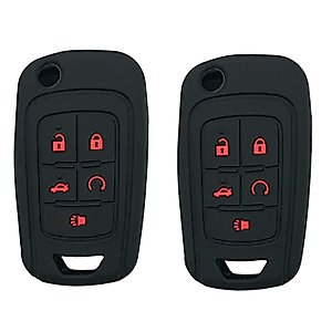 2PCS Silicone Protector Key Fob Cover fit for 2010 2011 2012 2013 2014 Chevy Chevrolet Camaro Cruze Malibu Equinox Sonic Impala Keyless Entry Remote Key Fob