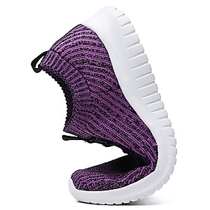 LANCROP Women's Athletic Walking Shoes - Casual Mesh Lightweight Running Slip On Sneakers 7.5 US, Label 38 Purple