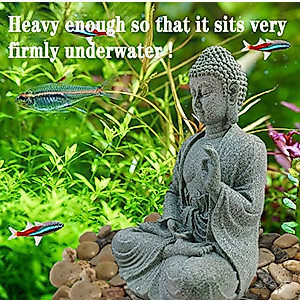 livelyfish Fish Tank Buddha Statue Handmade Japanese Aquarium Decoration Heavy-Duty Peace Hand Meditation Buda Sculpture for Aquarium Fish Tank Home Decor, Large-B