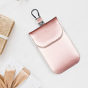 Teskyer Key Fob Protector, 2 Pack of Faraday Bags, Anti-Hacking Faraday Case, Anti-Theft RFID Signal Blocking Pouch for Car Key, Black and Rose Gold