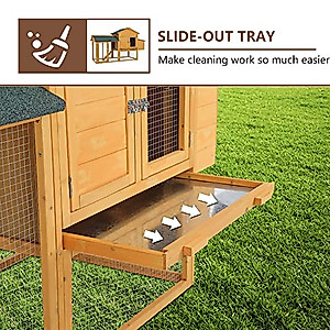 66 Inch Wood Chicken Coop Chicken House Indoor Outdoor Chicken Cage 2-4 Chickens Waterproof with Egg Box Wire Fence Hen House Pet Hutch Garden Backyard Cage