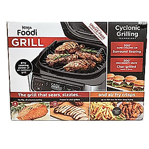 Ninja Foodi 5-in-1 Indoor Grill with 4-Quart Air Fryer with Roast, Bake, Dehydrate, and Cyclonic Grilling Technology, IG301A