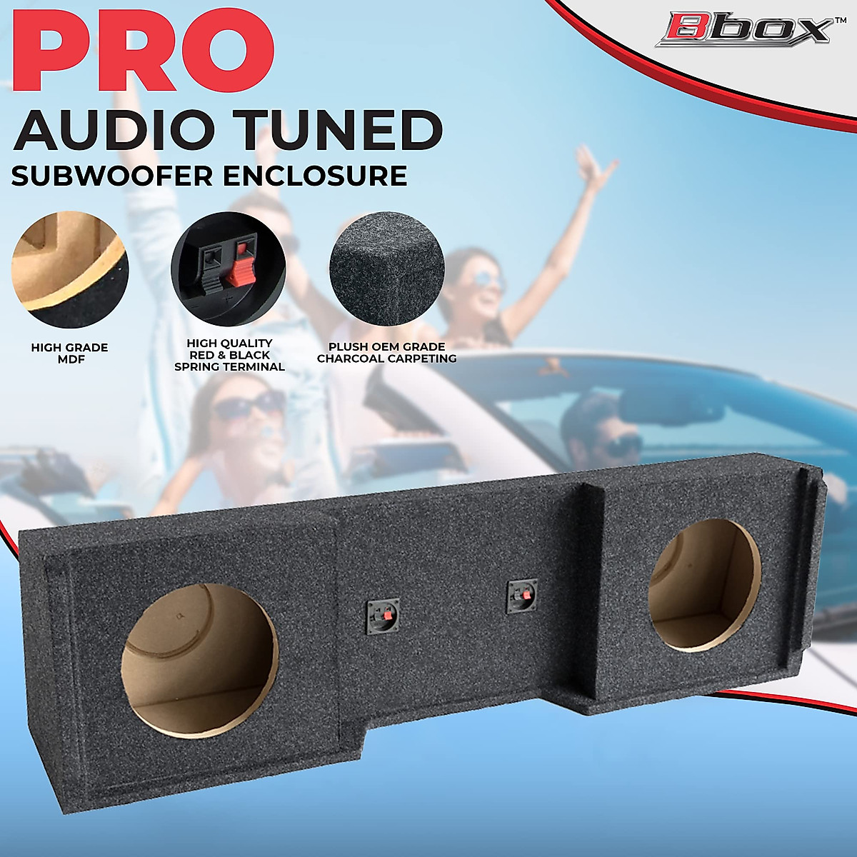 Bbox Dual Sealed 10 Inch Subwoofer Enclosure - Accu-Tuned Subwoofer Box Improves Audio Quality, Sound & Bass - Fits 1999-2007 Chevrolet/GMC Silverado/Sierra Extended Cab,Charcoal