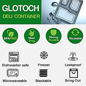 Glotoch 50Pack 34oz Meal Prep Container Microwave Safe,Disposable 3 Compartment Plastic Food Prep Containers with Lids for Food,Leftover BPA Free, Dishwasher Safe