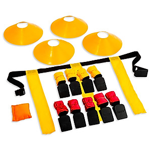Franklin Sports Flag Football Set - 10 Player Flag Football Belts for Adult + Youth - Equipment Cones + Field Marker Included - 5 v 5 Set
