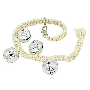 DORUI Dog Hanging Doorbells| 4 Extra Loud Dog Potty Training Bells| Adjustable Durable Braided Rope Door Bell for Dogs to Ring to Go Outside(Silver, Small)