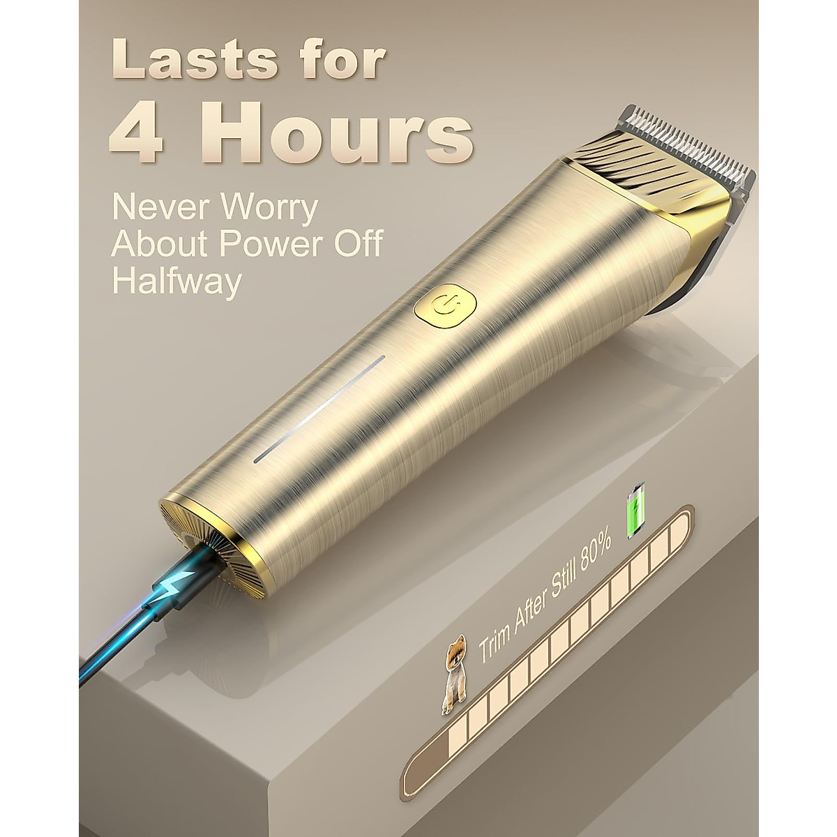 oneisall Dog Clippers for Grooming for Heavy Thick Coat, 2 Speed Low Noise Dog Grooming Kit Rechargeable Cordless Dog Trimmers with Metal Blade for Dogs,Pets