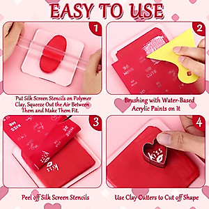 6Pcs Silk Screen Stencils for Clay - Floral Designs for Earring & Jewelry - Valentine's Day