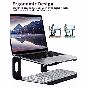 ALASHI Laptop Stand for Desk, Aluminum Computer Riser, Ergonomic Notebook Holder, Detachable Metal Laptops Elevator, PC Cooling Mount Support 10 to 15.6 Inches Notebook, Black