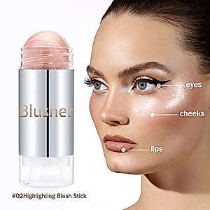 Boobeen Blush Stick Highlighter Makeup Stick Matte Contour Stick, Lightweight Cheek Blush Cream Shimmer Contouring Stick, Waterproof Multi Stick for All Skin Smooth & Natural