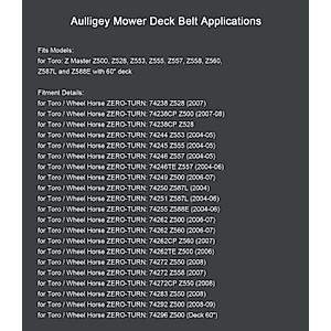 Aulligey Mower Deck Belt 60" for Toro 105-8783 108-4071 Z Master Z500 Z528 Z553 Z555 Z557 Z558 Z560 Z587L and Z588E with 60" Deck (5/8"x242")