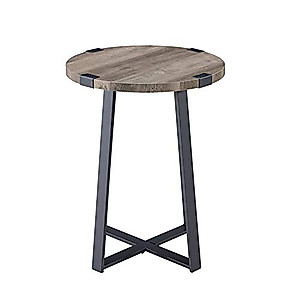 Walker Edison Anastasia Modern Metal Wrap X Base Accent Table, 18 Inch, Grey Wash