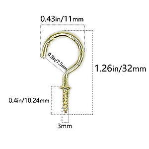 Ceiling Screw Hooks, 200 Pieces 7/8 Inch Cup Hooks Screw-in Hooks for Hanging Plants Mug Arts Decorations, Gold