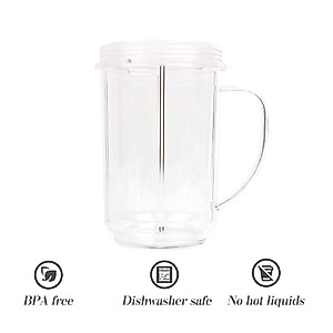 UHAPEER 16OZ Replacement Cups for Magic Bullet, 6Pcs/Set Parts Compatible with 250W Magic Bullet Blender MB1001, Include 16oz Mug Cups with Handle, Stay Fresh Lids, Colored Lips Rings