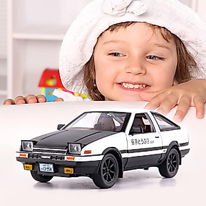 BDTCTK 1/24 AE86 Initial D Model Car Big Toy Car, Zinc Alloy Pull Back Toy Car with Sound and Light for Kids Boy Girl Gift (Black)