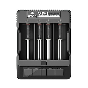 Universal 18650 Battery Charger, XTAR VP4 Smart Charger w/ LCD Display & Car Charger for Rechargeable Batteries Li-ion 18650 26650 26500 22650 18490 17670 17500 17355 and More (Full Set)