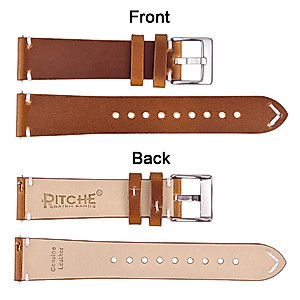 20mm Classic Genuine Leather Watch Bands for Omega x Swatch Moonswatch Quick Release Vintage Leather Watch Straps Compatible with Timex Weekender Watch for Men, Valentine's day gifts for him or her