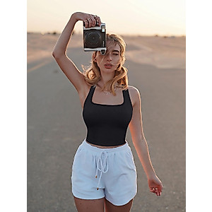 OQQ Women's 3 Piece Tank Tops Ribbed Seamless Workout Exercise Shirts 2025 Summer Basic Camis Black Grey Beige