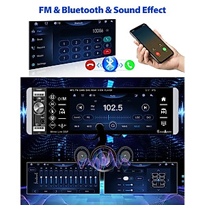 Single Din Car Stereo Compatible with Apple Carplay & Android Auto, Hikity 5.1 Inch Touchscreen Car Stereo Blueooth, Mirror Link, FM, Siri, SWC, USB/AUX/TF Input, Mic, Backup Camera