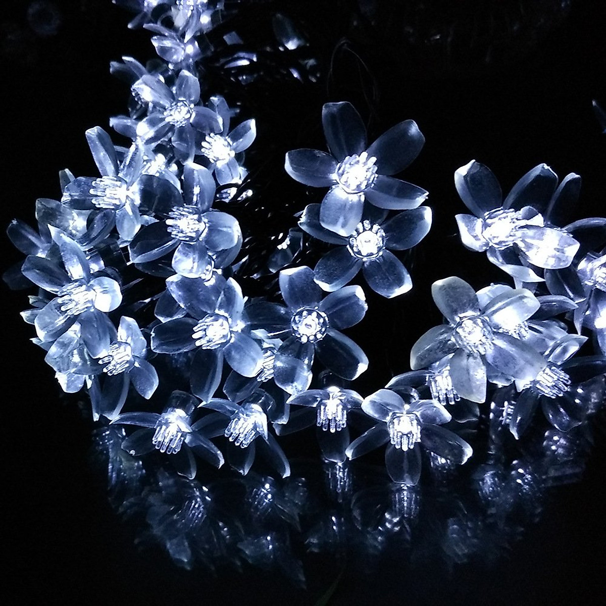 Cherry Flower Outdoor Solar String Lights, 39.4FT 12M 100LEDS Fairy Blossom Christmas Lights Decorative Lighting for Indoor, Home, Garden, Patio, Lawn, Party and Holiday Decorations (White)