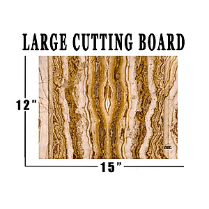 Brown Agate Layers Rock Stone Pattern Textured Marble Art Kitchen Glass Cutting Board Modern Decorative Gift Abstract Wavy Contrast Design
