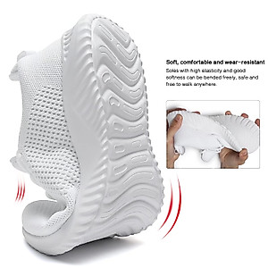 Wrezatro Men's Light Sneakers Tennis Running Low top Shoes Casual Walking Work Cross Training Shoes Fashion Gym Trainer White