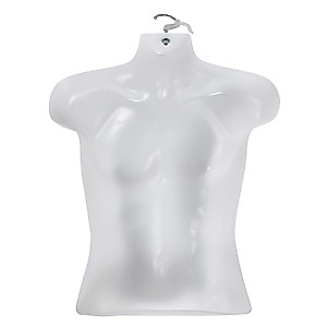 SSWBasics Male Molded Shatterproof Frosted Hanging Shirt Form with Hook - Fits Men's Sizes