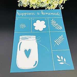 MANGOUSONG Screen Printing Kit,22x28cm Happiness is Homemade Mesh Screen Stencils Self-Adhesive Silk Screen Printing Stencil Canvas Bag Print Washable