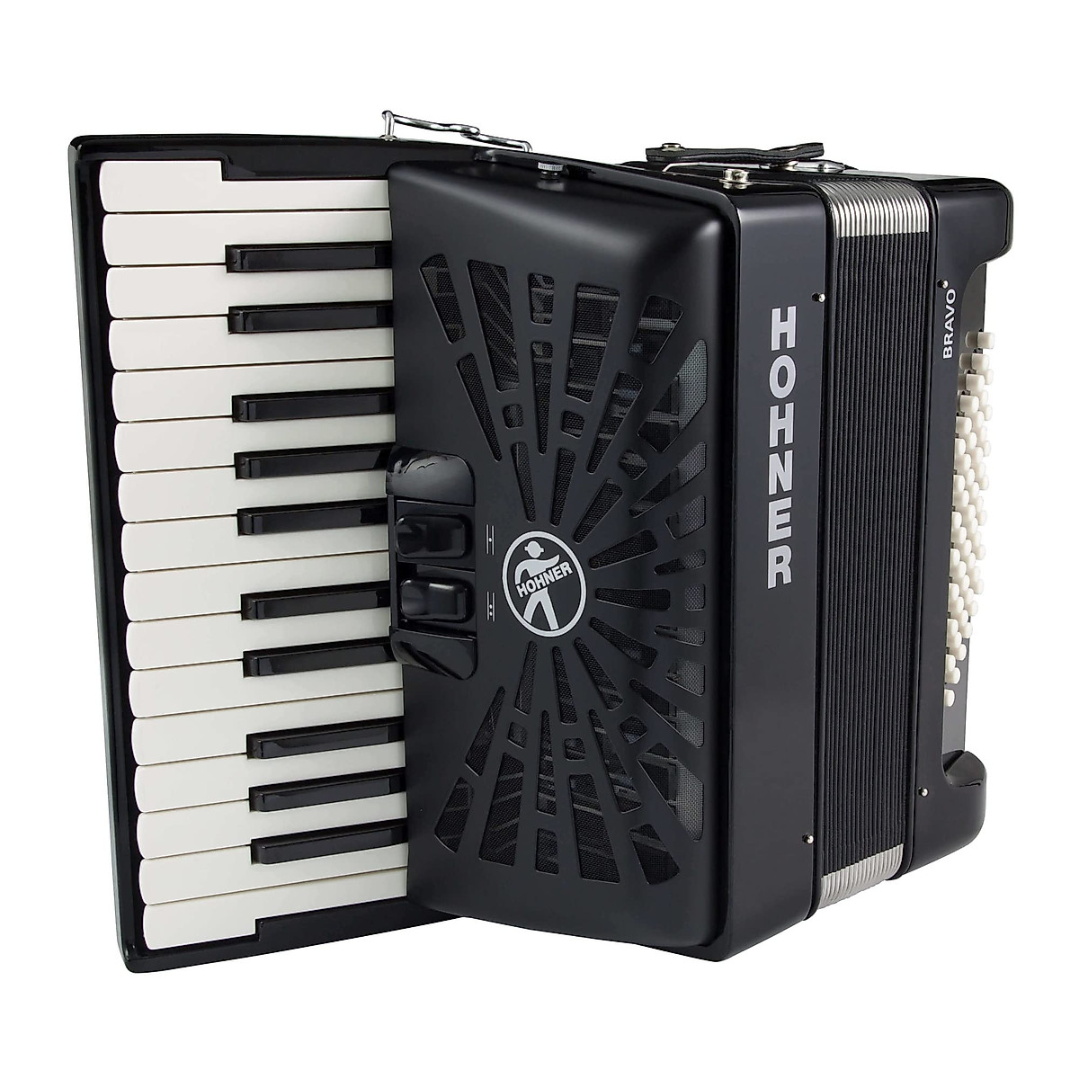 Hohner Bravo II 48 Chromatic Piano Key Accordion - Jet Black