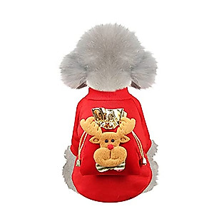 Christmas Sweater for Dogs Girl Warm Cat Decoration Striped Antlers Velvet Pet Dog Clothes Pet Medium-Sized Up Small Winter Dog Clothes Puppy Pet Cat Sweater Jacket Coat for Small Dogs
