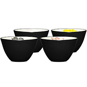 Noritake Colorwave Floral Bowl, 4-Inch, Graphite, Set of 4