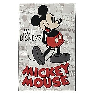 Gertmenian Kids Playroom & Game Room Carpet Disney Mickey Mouse Childrens Rug Kids Home Decor, Area Carpet for Boys & Girls Playroom, Bedroom 54x78 Large, Retro Classic Gray White, 31133
