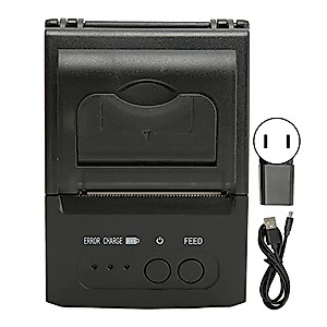 Qinlorgo Thermal Printer, Fast Thermal Receipt Printer 90mms 2000mAh Rechargeable 100240V Small Handy Paper Width 58mm for Restaurant (US Plug)